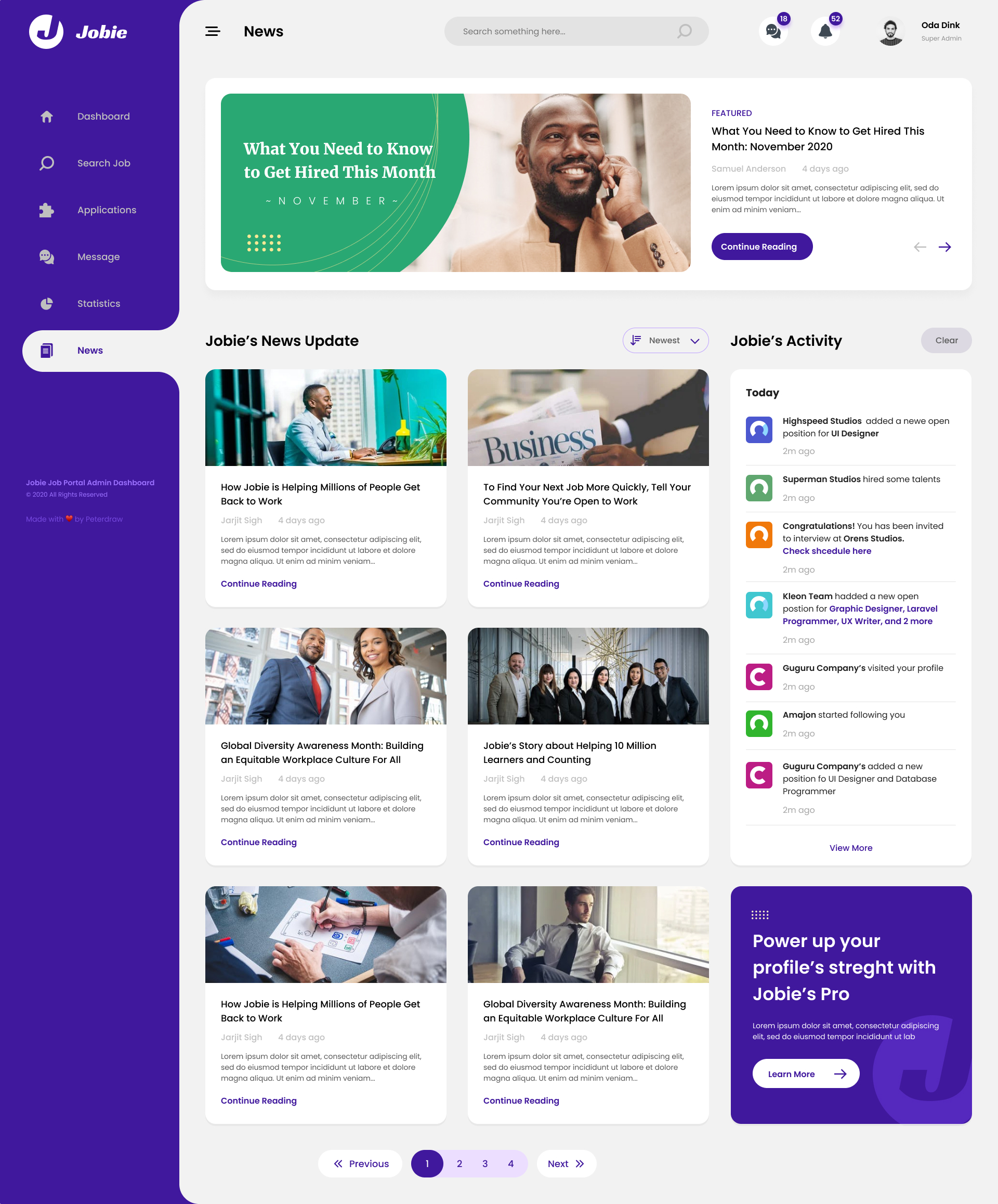 Jobie Admin - Portal Dashboard UI Template Figma by peterdraw | ThemeForest Jobie Admin - Portal Dashboard UI Template Figma by peterdraw | ThemeForest
